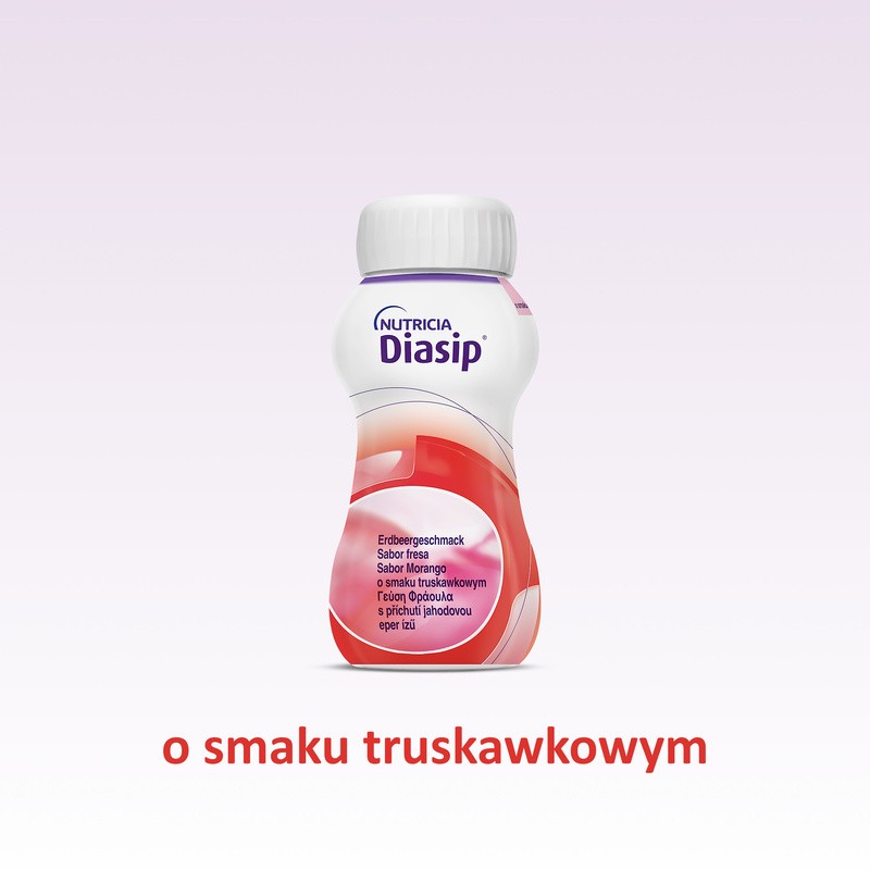 Diasip, płyn, smak truskawkowy, 4 x 200 ml