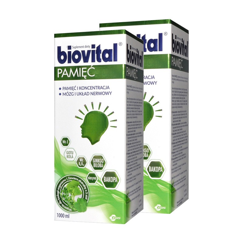 Zestaw 2x Biovital Pamięć, płyn 1000 ml