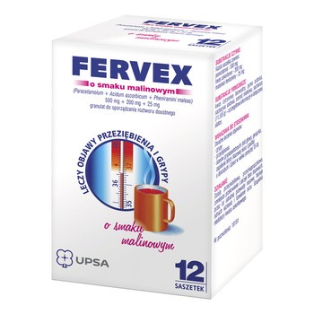 Fervex o smaku malinowym, granulat w saszetkach do sporządzania ...