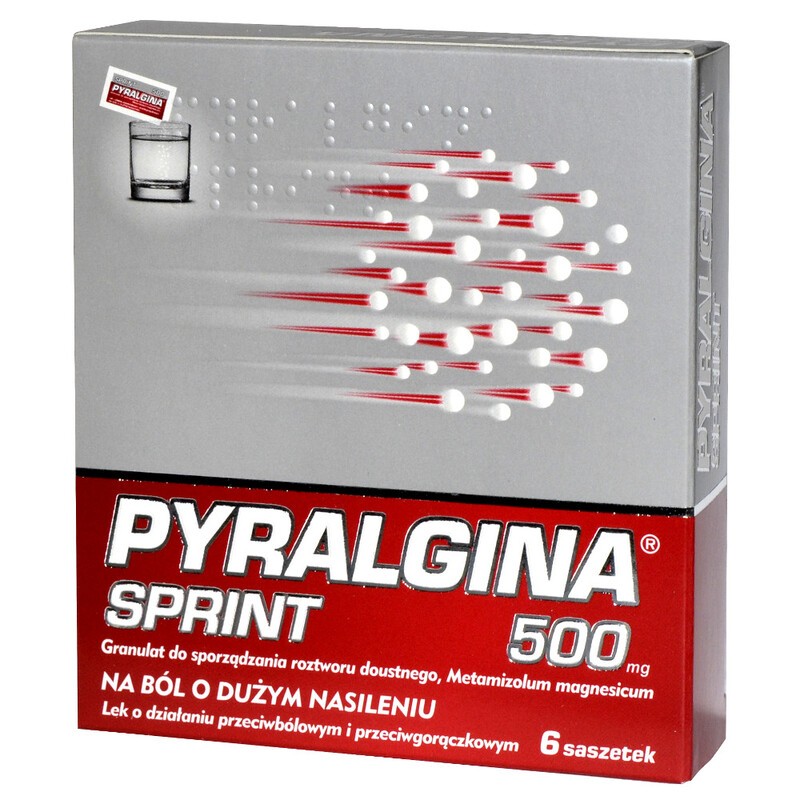 Pyralgina Sprint, 500 mg, granulat do sporządzania roztworu doustnego ...