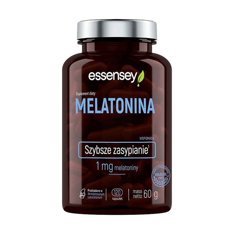 Essensey Melatonina, Szybsze zasypianie, kapsułki, 120 szt.