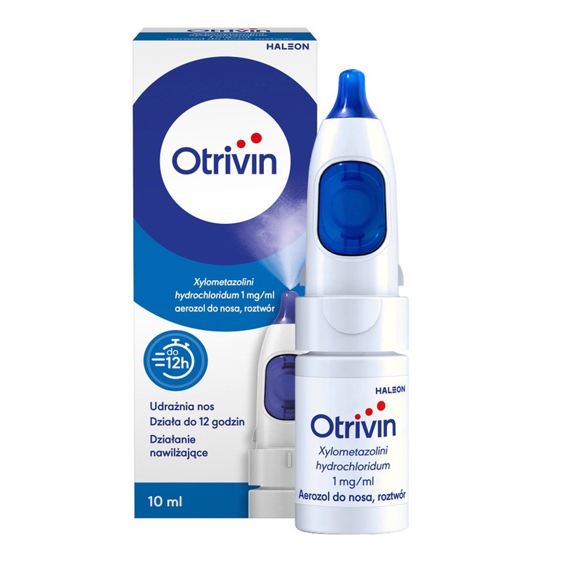 Otrivin 0.1%, (1 mg/ml), aerozol do nosa, 10 ml, pompka z boku